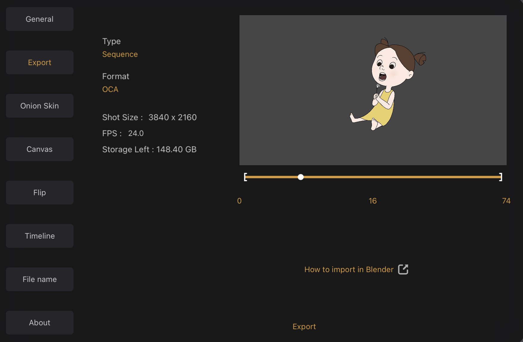 OCA Export – Callipeg